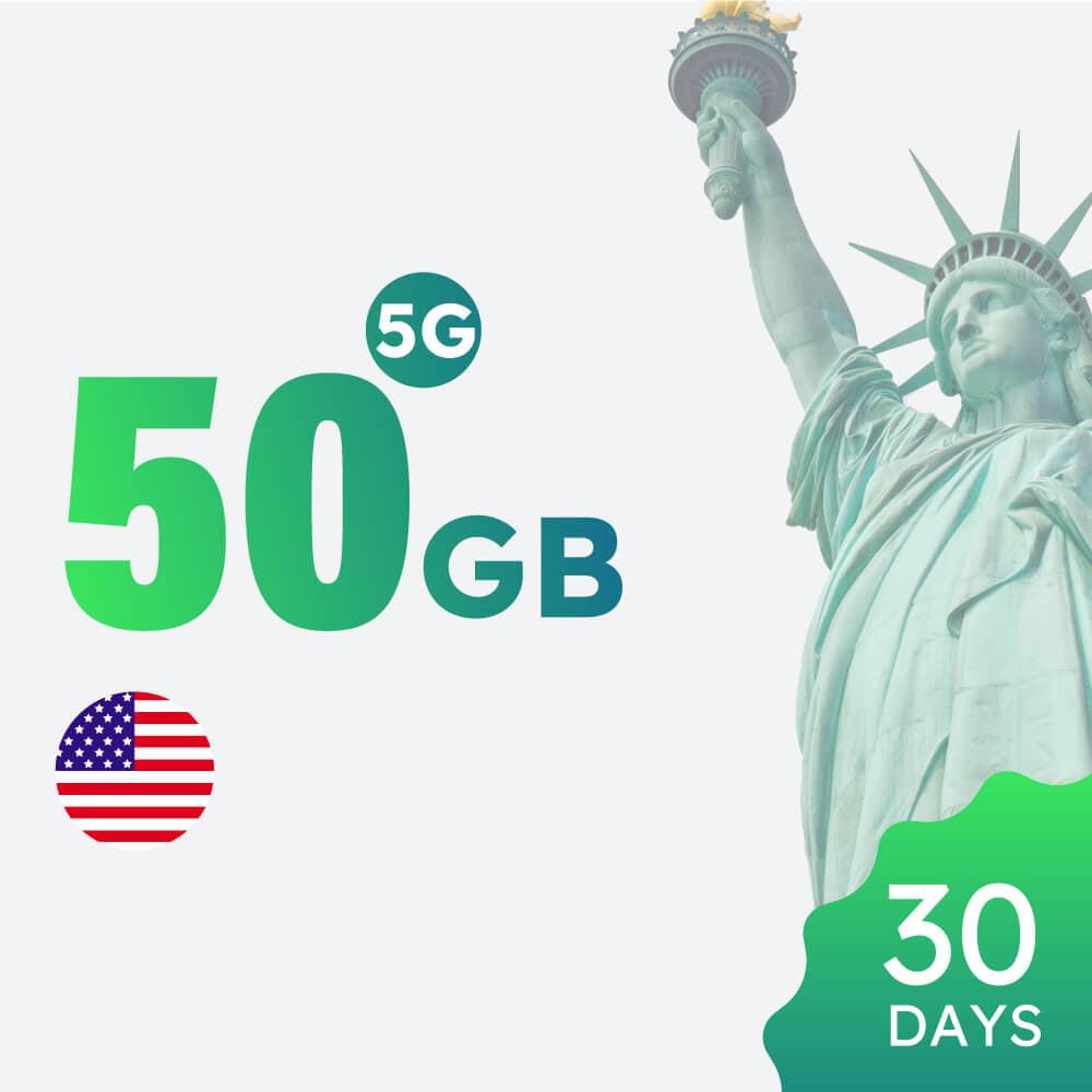 5G LTE 50GB 30-Day USA High Speed Data Package - GlocalMe