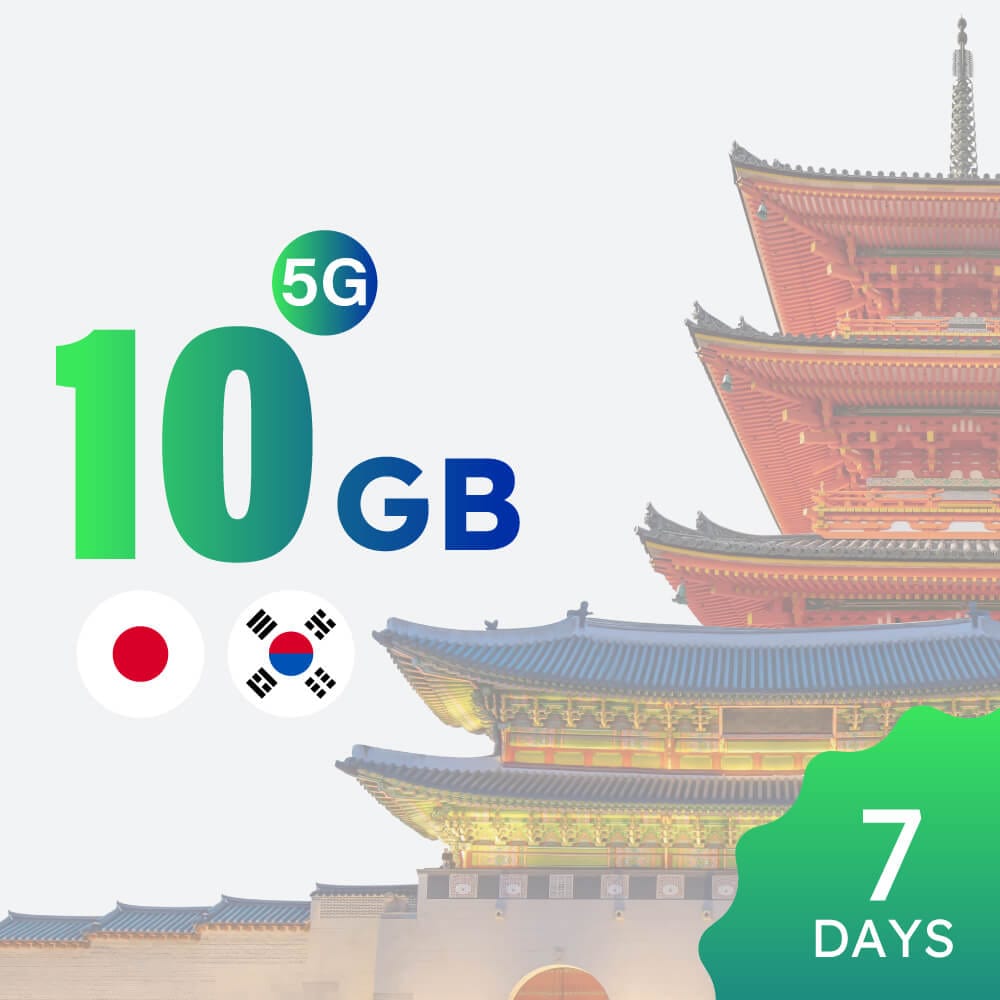 5G LTE 10GB 7-day Japan & Korea Data Package - GlocalMe
