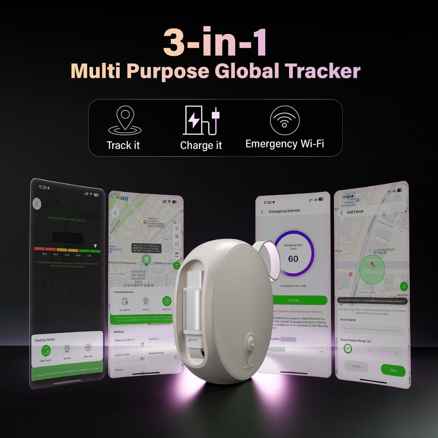 UniCord Plus | The Ultimate 3-in-1 Universal Tracker - GlocalMe
